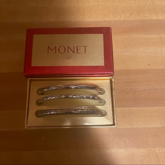 Monet | Jewelry | Vintage Monet 3 Silver Tone Bangle Set | Poshmark